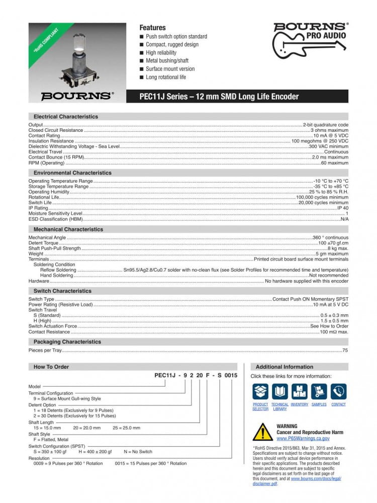 BOURNS PEC11J datasheet page 1