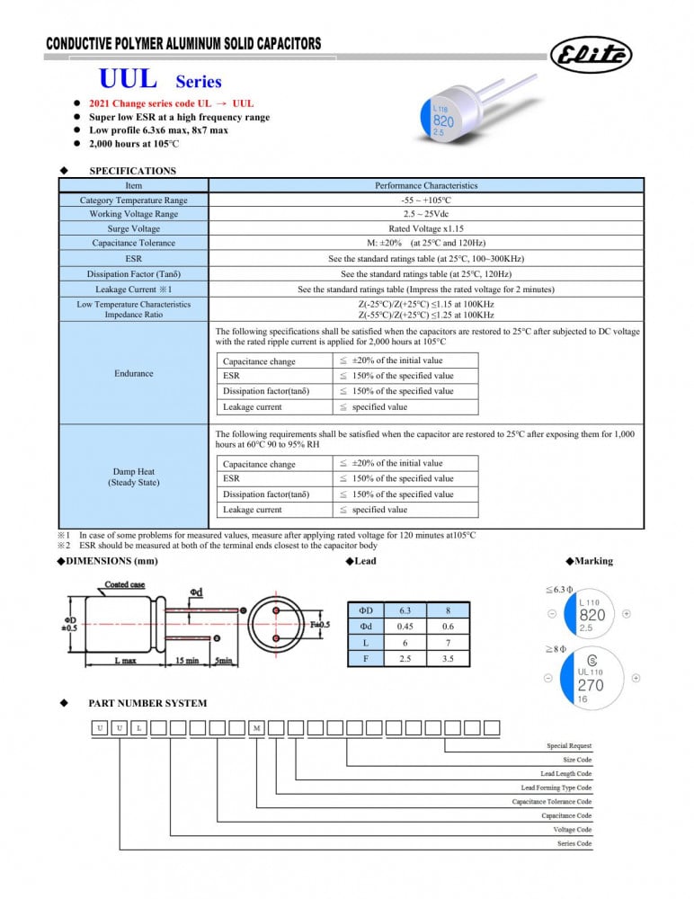 Chinsan UUL series datasheet page 1
