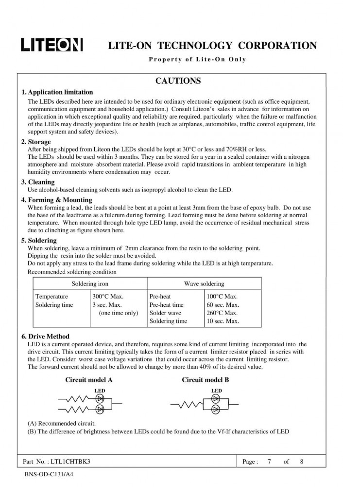 LTL1CHTBK3 datasheet page 7