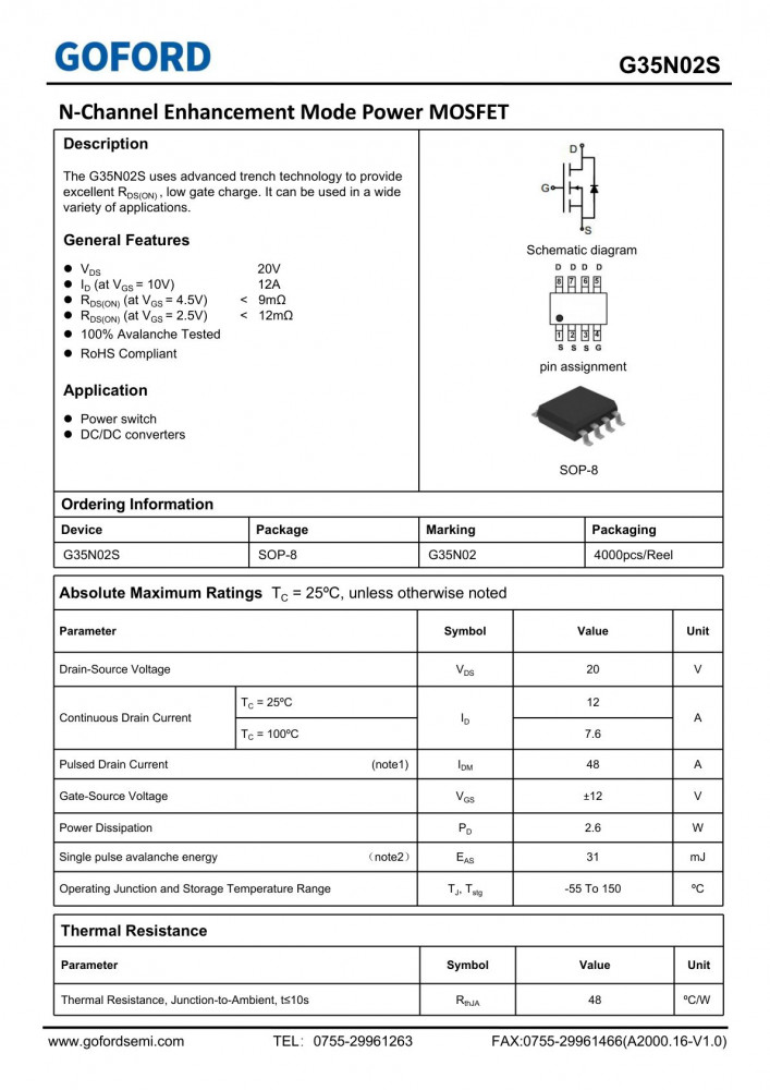 G35N02S datasheet page 1