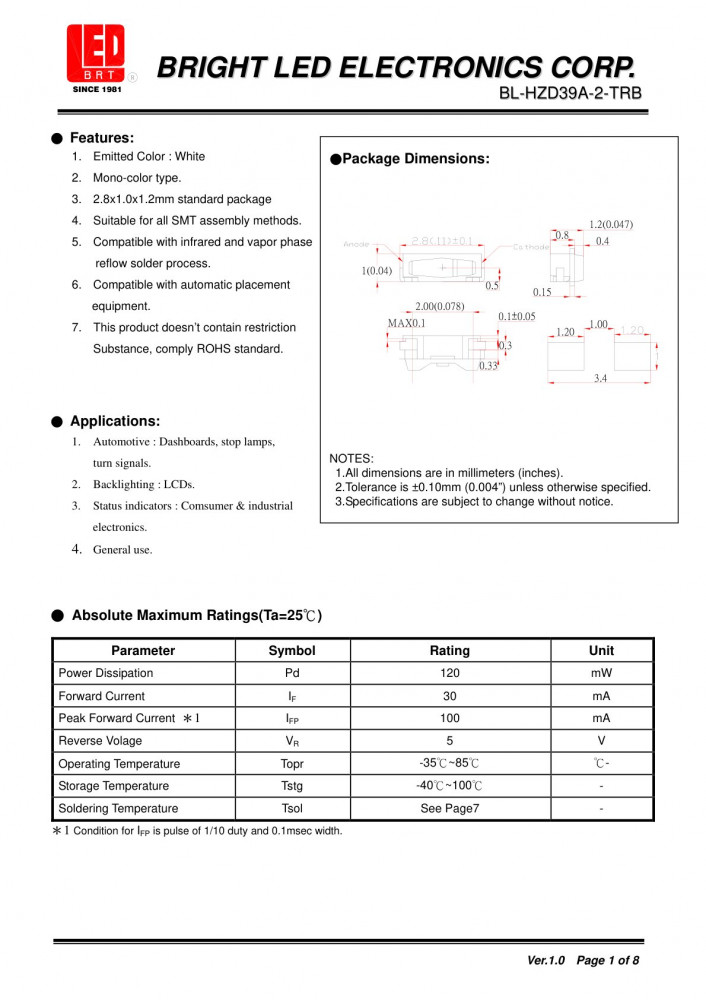 BL-HZD39A-2-TRB datasheet page 1