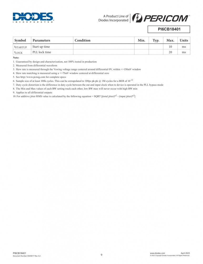 PI6CB18401 datasheet page 9