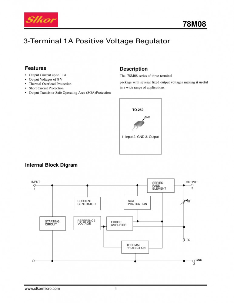SLKOR 78M08 datasheet page 1
