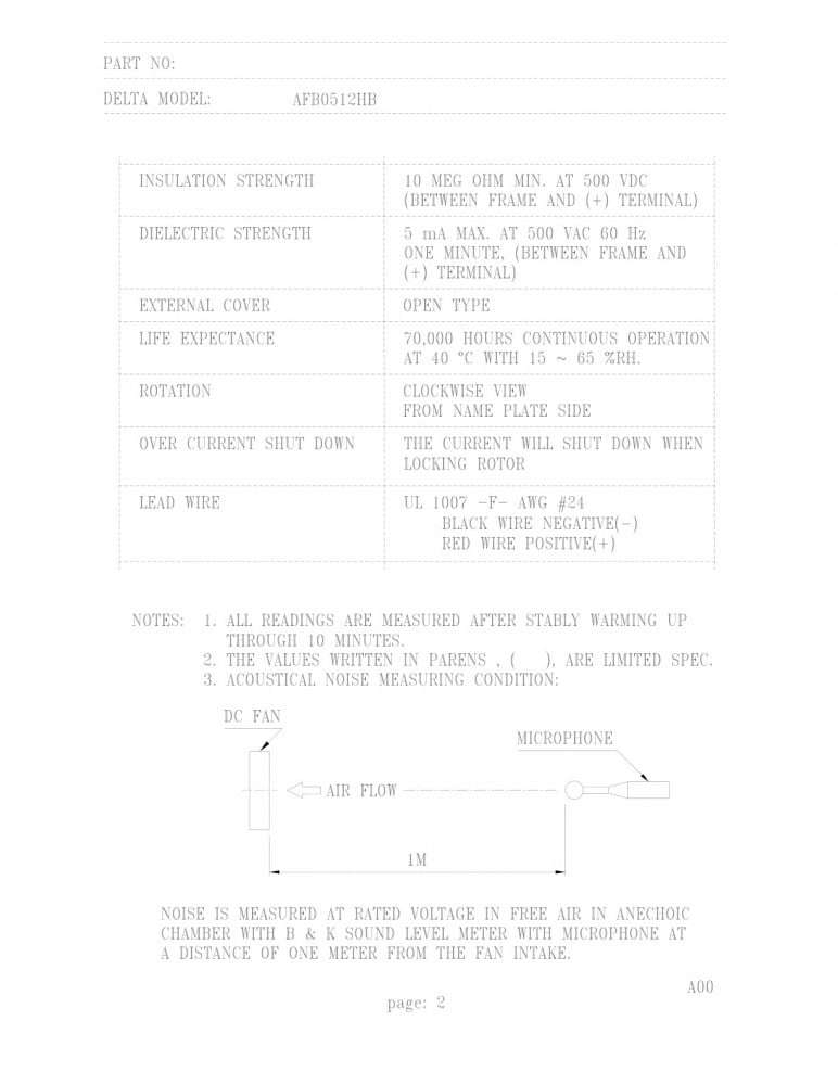 AFB0512HB specification page 2