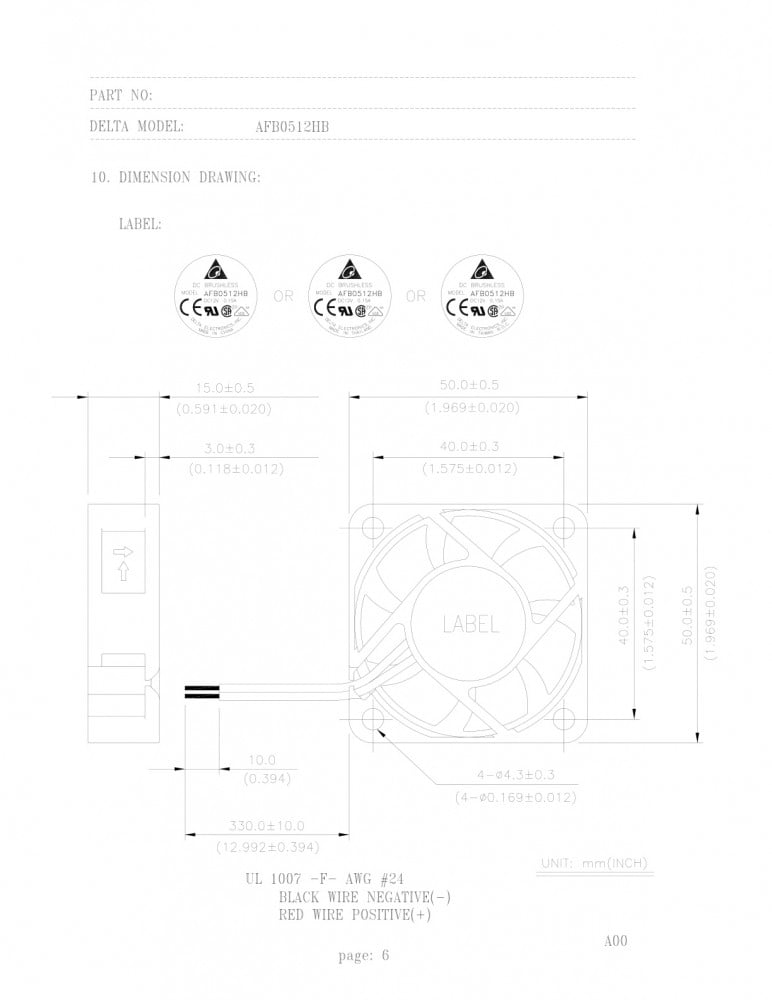 AFB0512HB label drawing