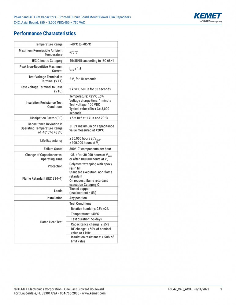 KEMET C4C datasheet page 3