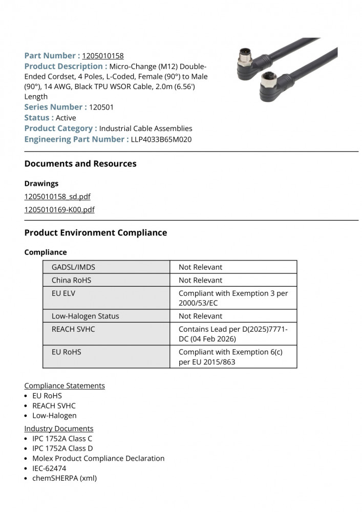 Molex product document image, page 1