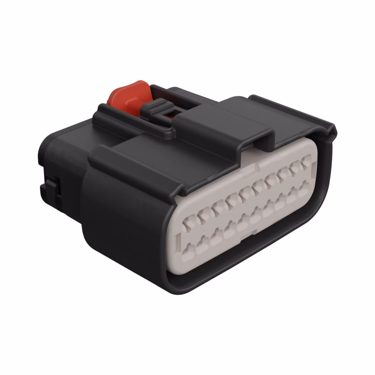 MX150 Mat-Sealed Female Connector Assembly, Dual Row, 20 Circuits, Keying Option C, with Clipslot, with Connector Position Assurance, Dark Gray for sale
