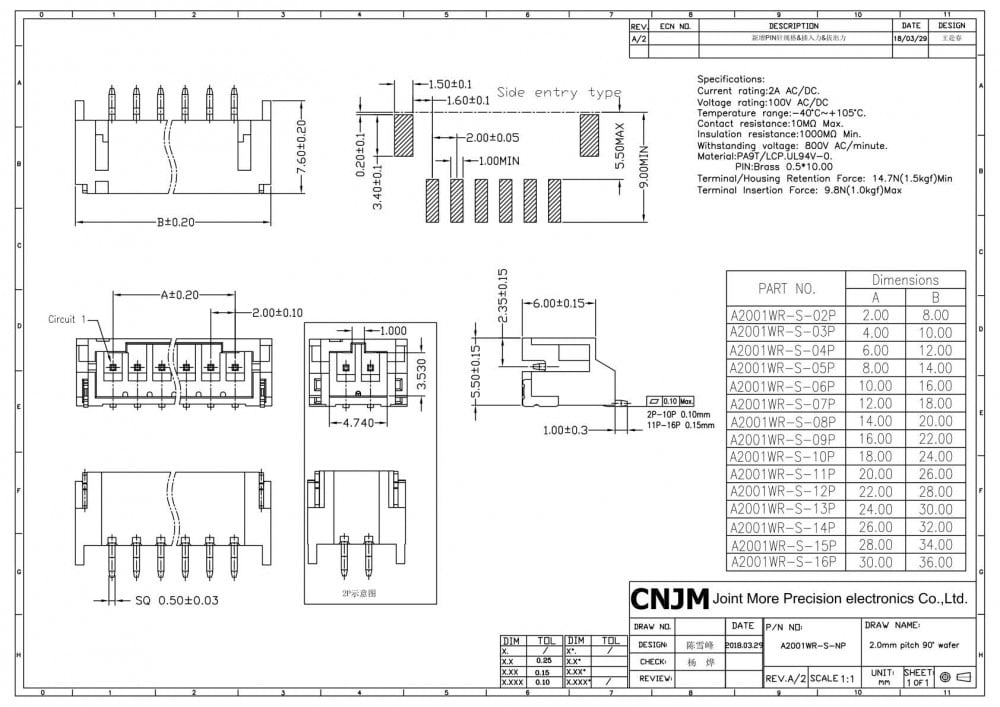 CNJMA2001WR-S-14P technical drawing