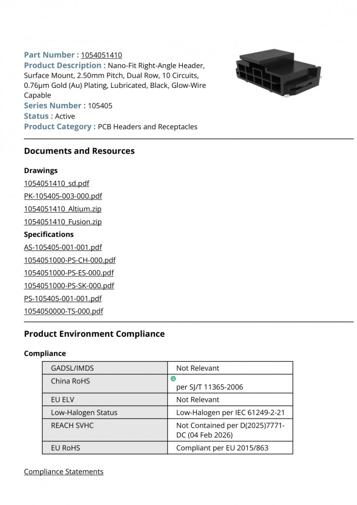 Molex Nano-Fit specification page 1