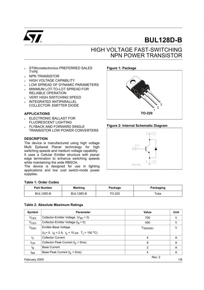BUL128D-B datasheet page 1