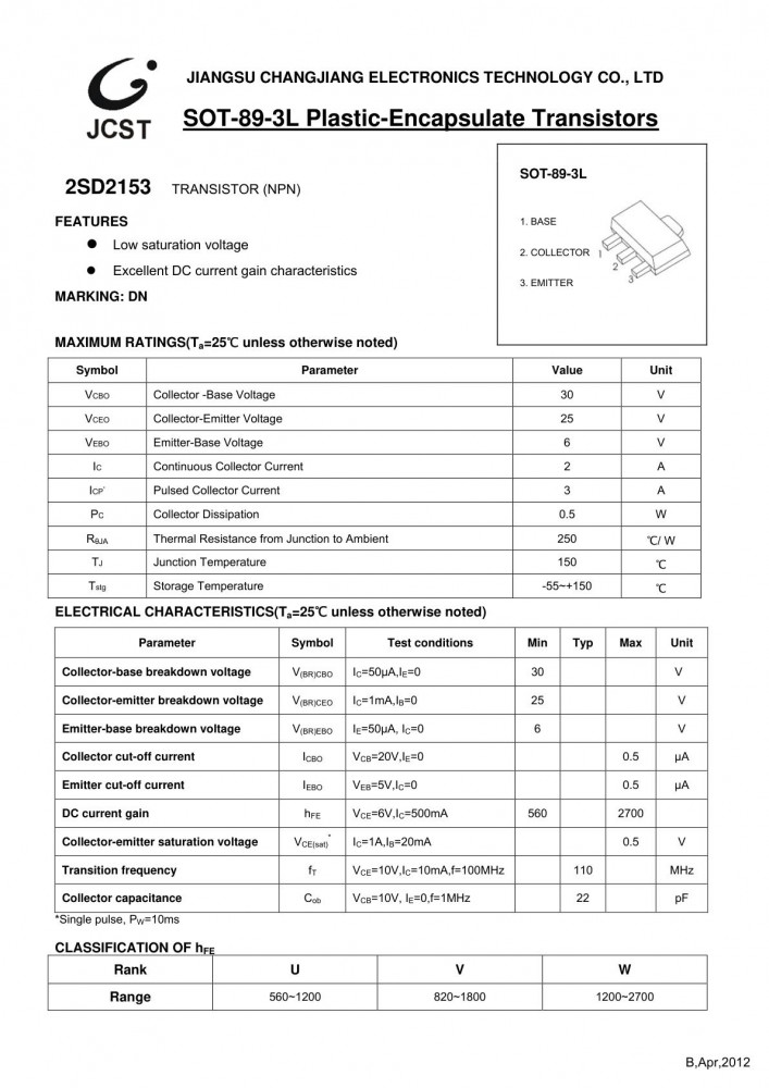 JSCJ 2SD2153 datasheet page 1