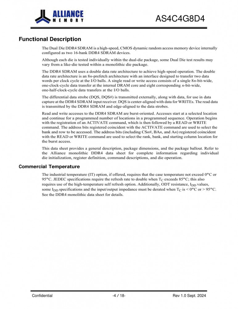 AS4C4G8D4-62BCN datasheet preview, page 4