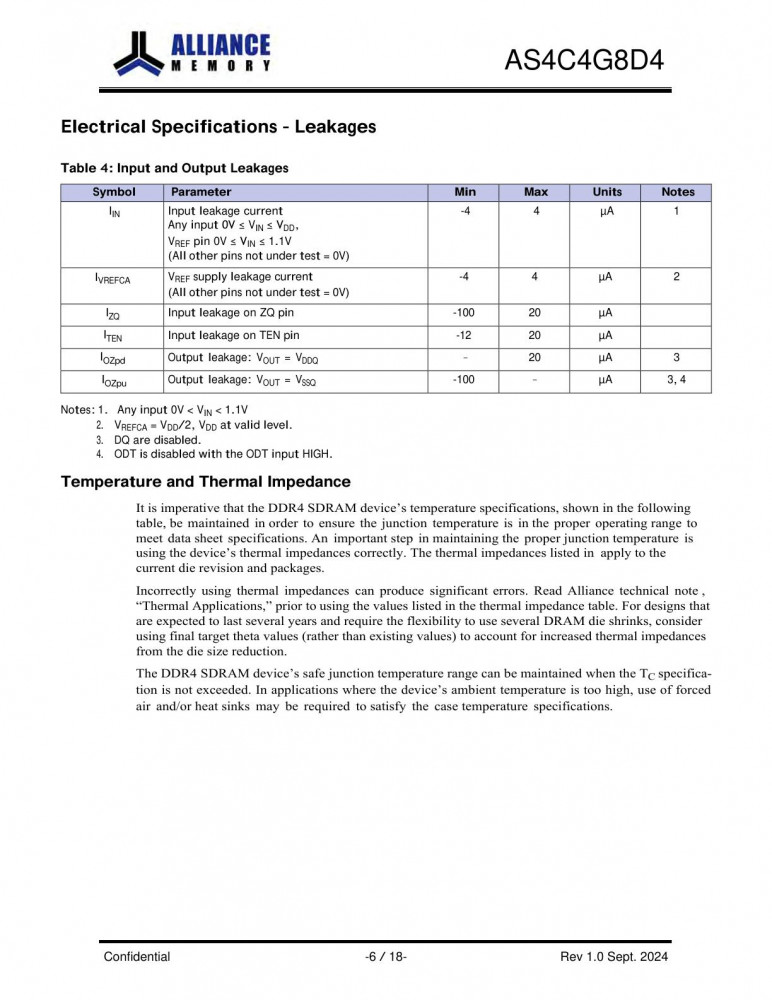AS4C4G8D4-62BCN datasheet preview, page 6