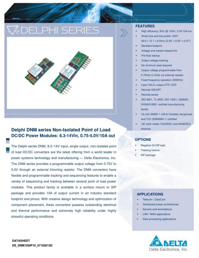 DELTA DNM10S0A0R10NFD datasheet page 1