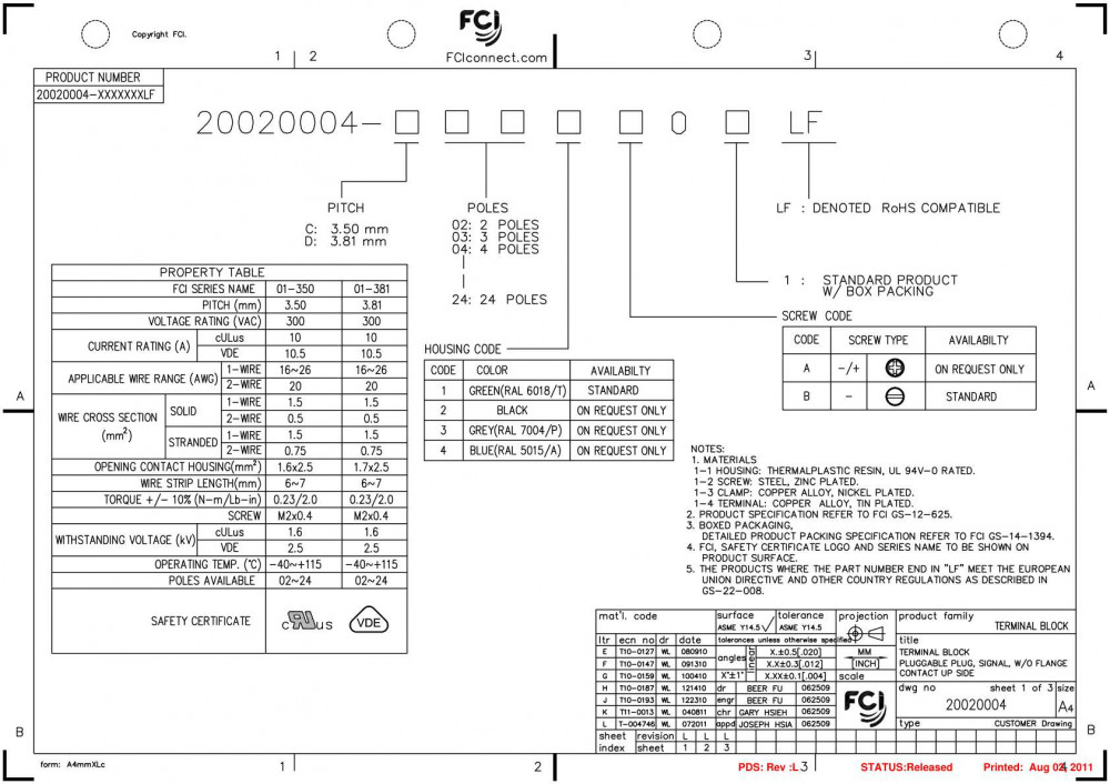 Amphenol 20020004 drawing page 1