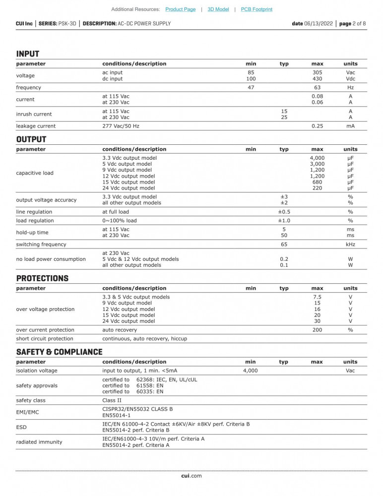 PSK-3D-15 datasheet page 2