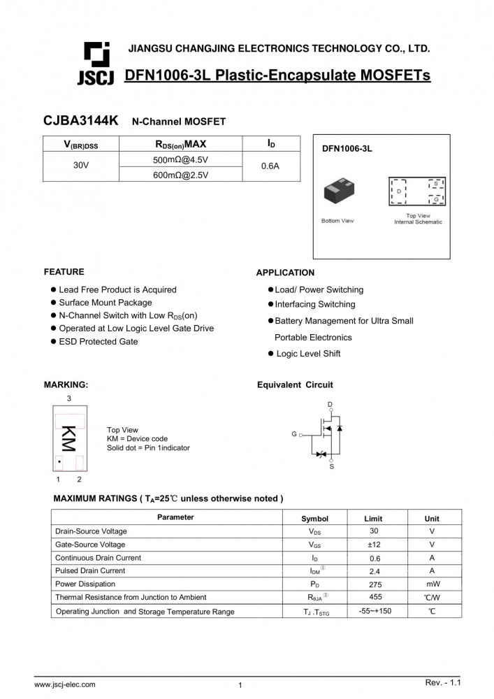 CJBA3144K datasheet page 1