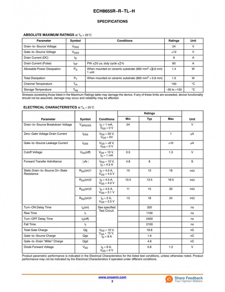 ECH8655R datasheet page 2