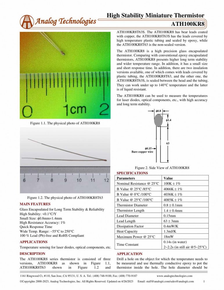 ATH100KR8 technical document page 1
