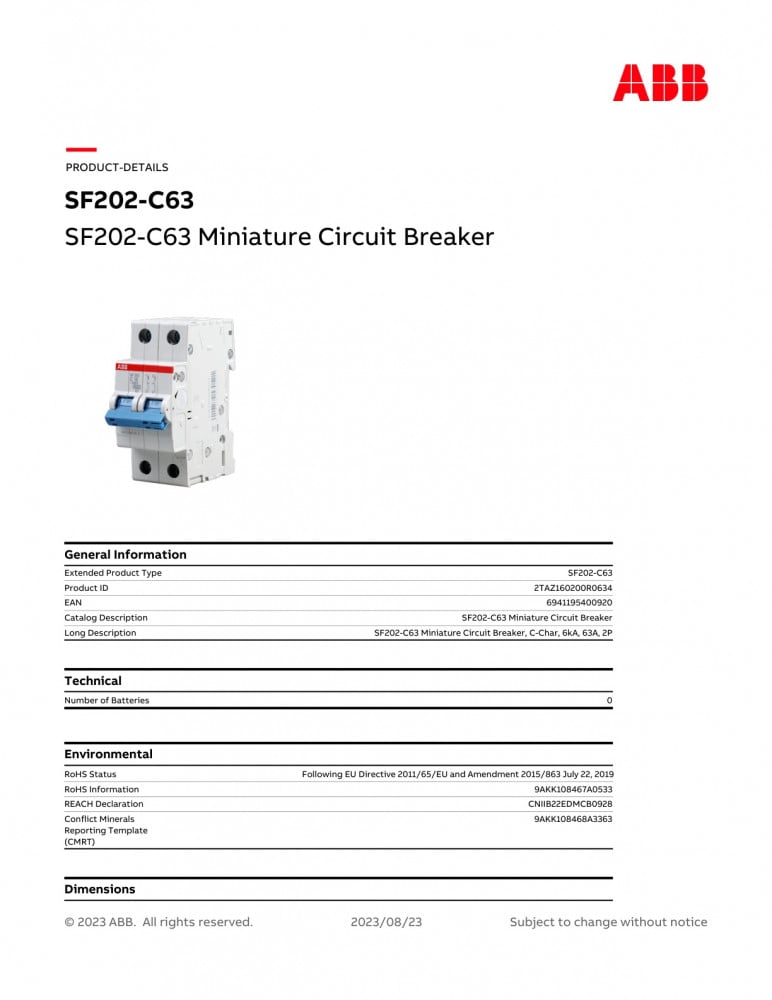 SF202-C63 technical document page 1
