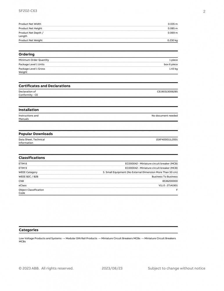 SF202-C63 technical document page 2