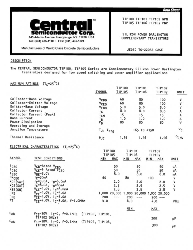 TIP102 PBFREE datasheet page 1