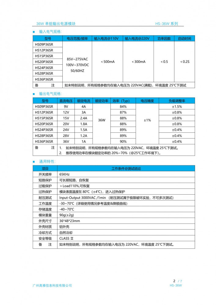 HS24P36SR technical document page 2