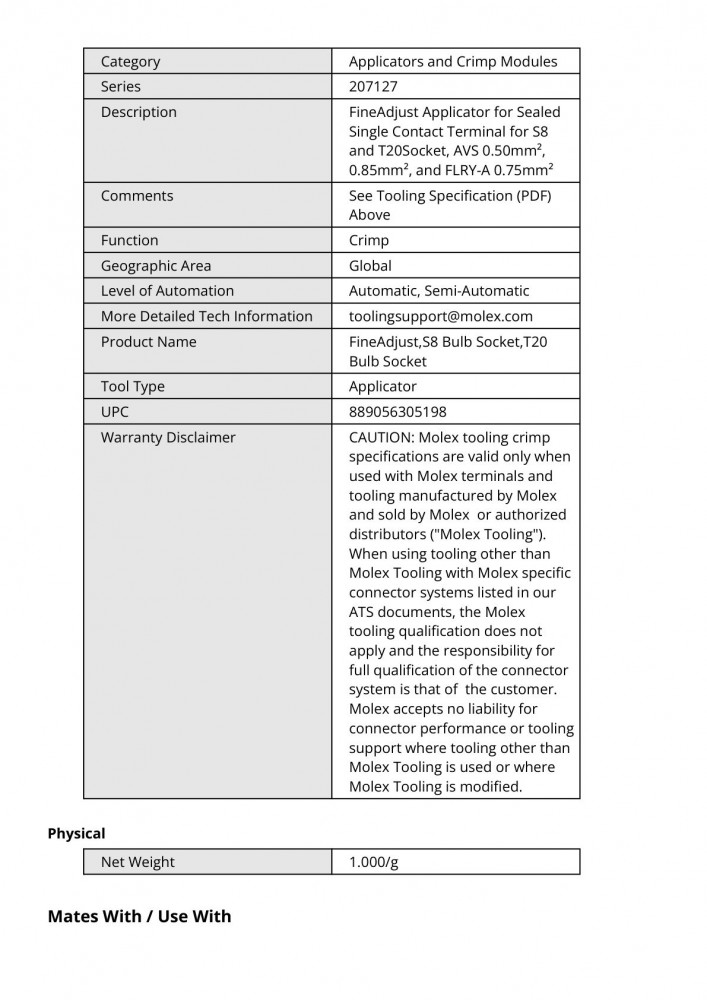 MOLEX 639039100 tooling document, page 2