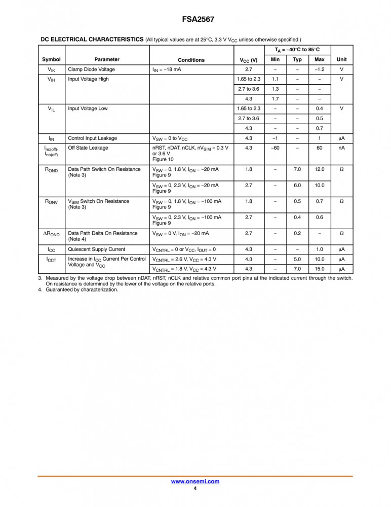 FSA2567 datasheet page 4