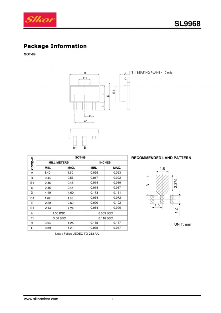 SL9968 datasheet page 8