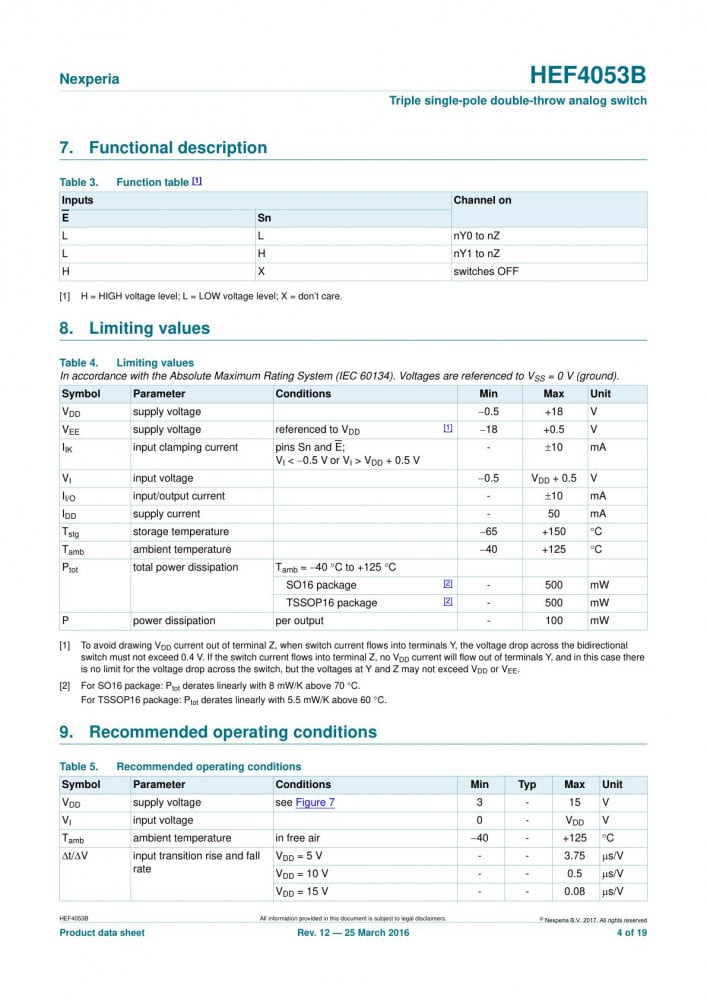 HEF4053B datasheet page 4