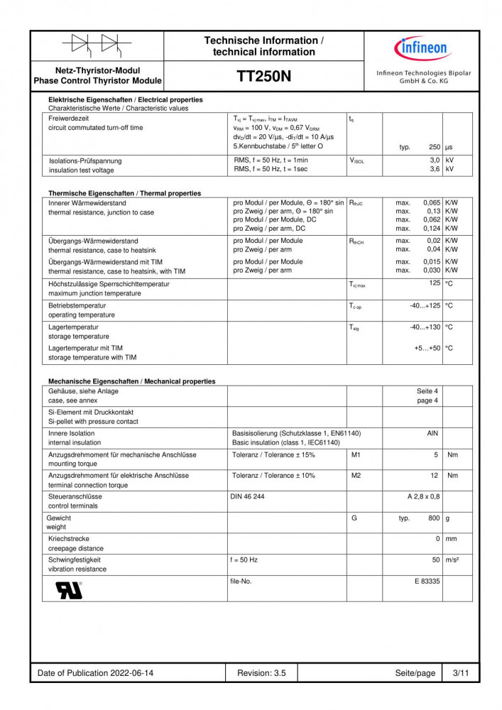 TT250N14KOF technical document page 3