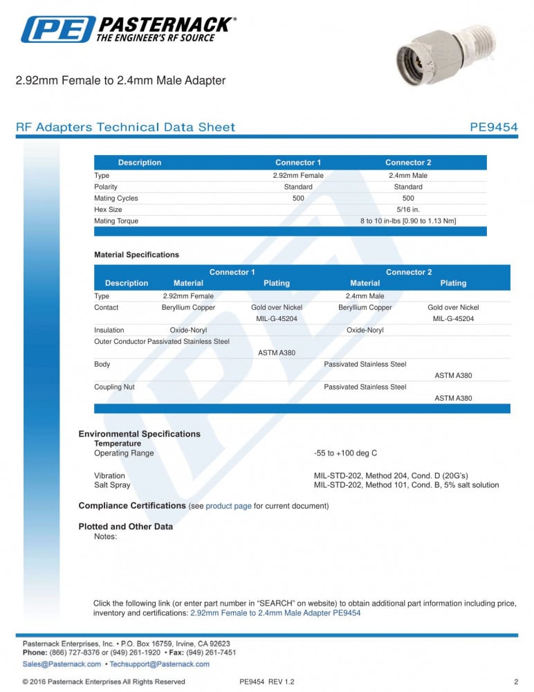 PE9454 technical document page 2