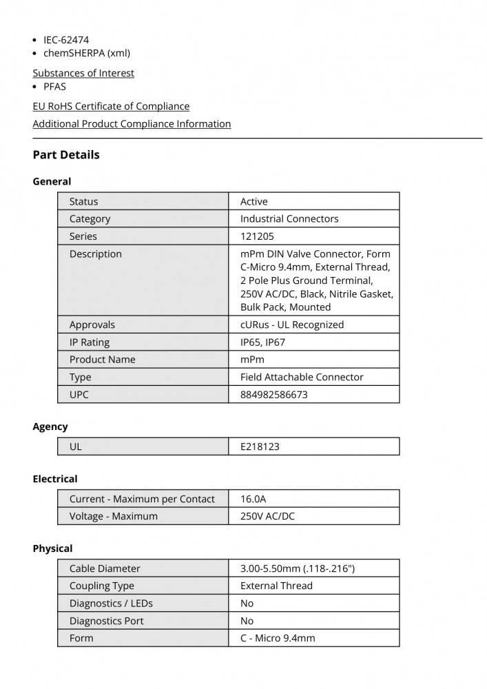 MOLEX C29 DIN valve connector packaging specification page image 2