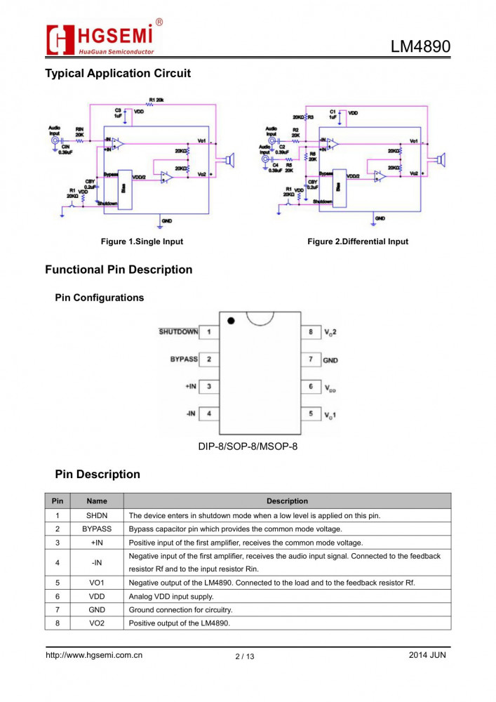 LM4890M/TR datasheet page 2