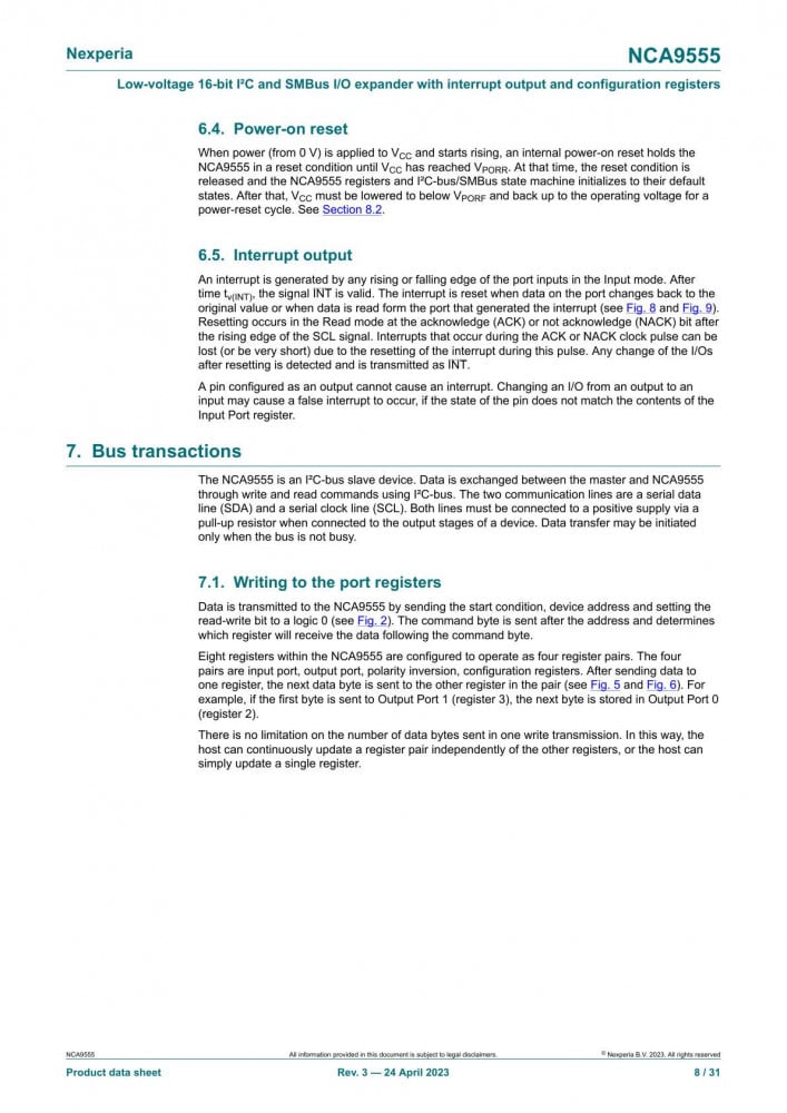 NCA9555 datasheet page 8