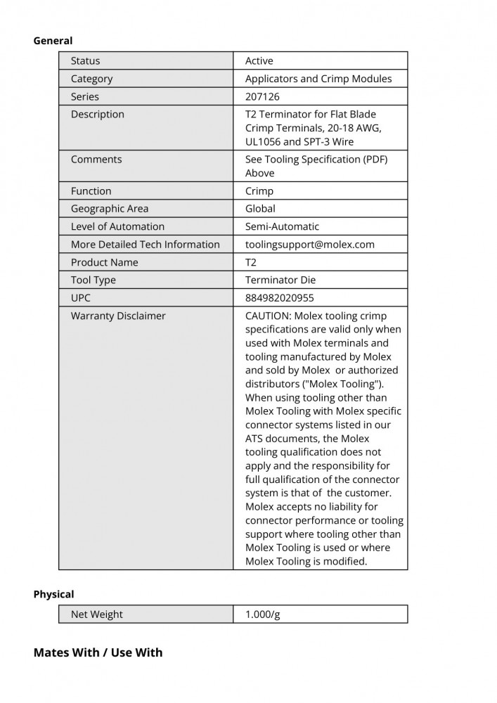 Molex 639112800 tooling document page 2