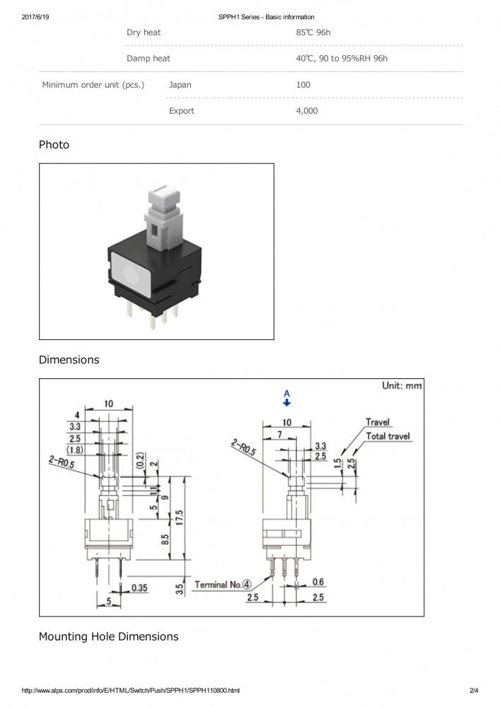 SPPH110800 dimensions drawing