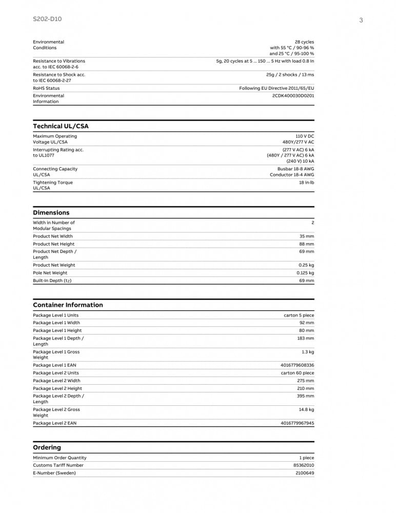 ABB S202-D10 technical document page 3