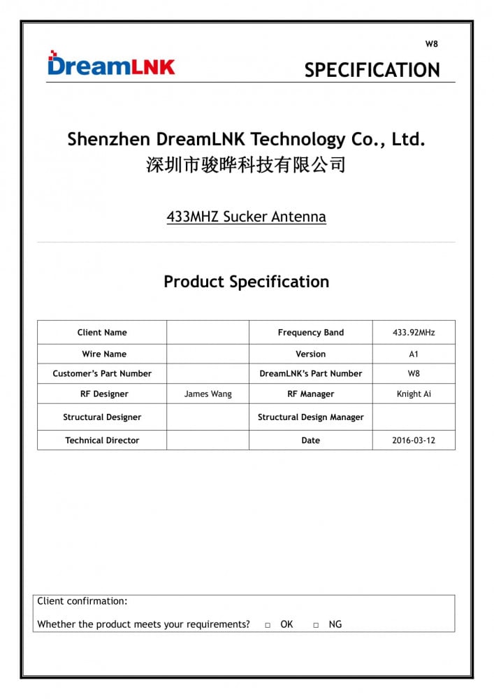 W8-433M technical document page 1