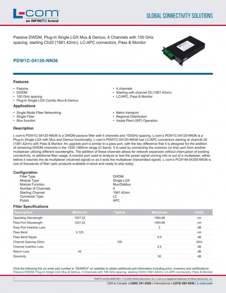PDW1C-04120-NN36 technical document page 1