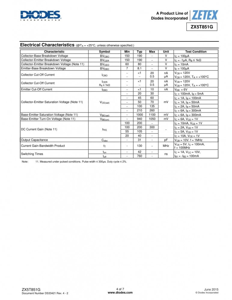 ZX5T851GTA datasheet page 4