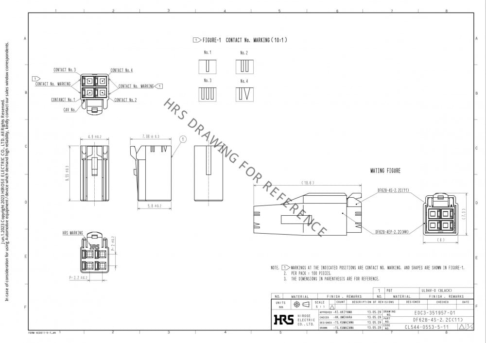 HRS DF62B-4S-2.2C(11) technical drawing page