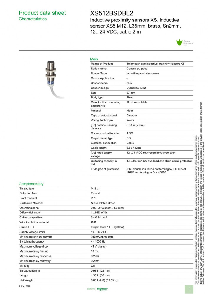 XS512BSDBL2 technical document page 1
