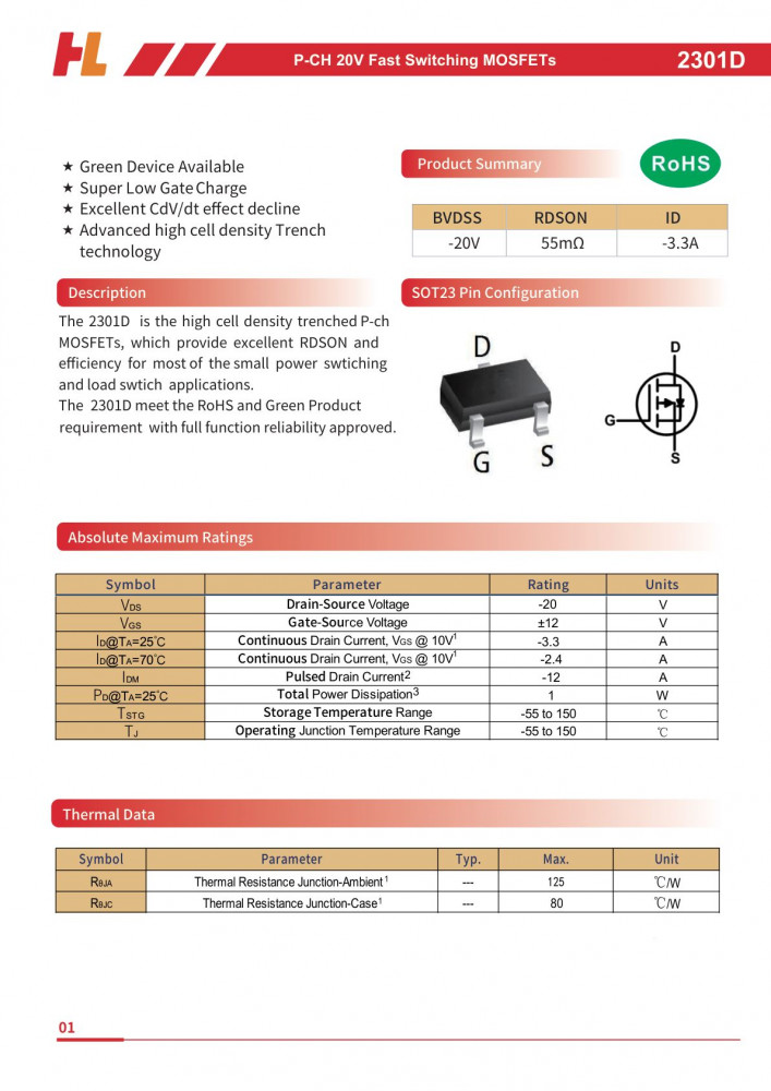 HL 2301D datasheet page 1
