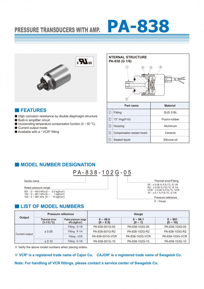 PA-838 technical document, page 1