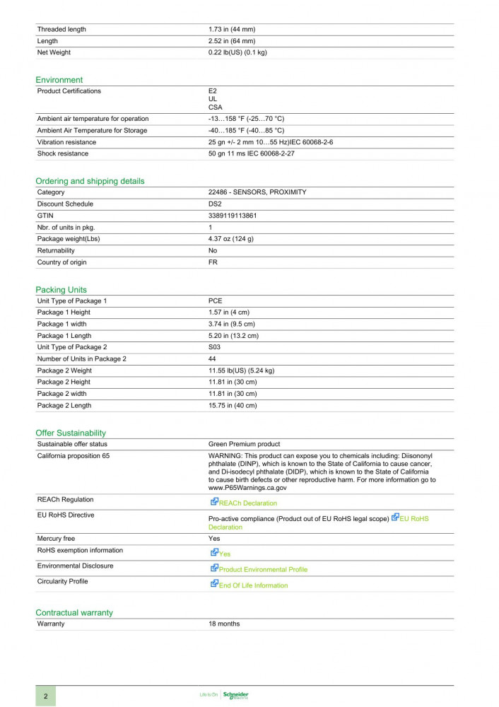 XS618B4PAL2 product documentation page 2