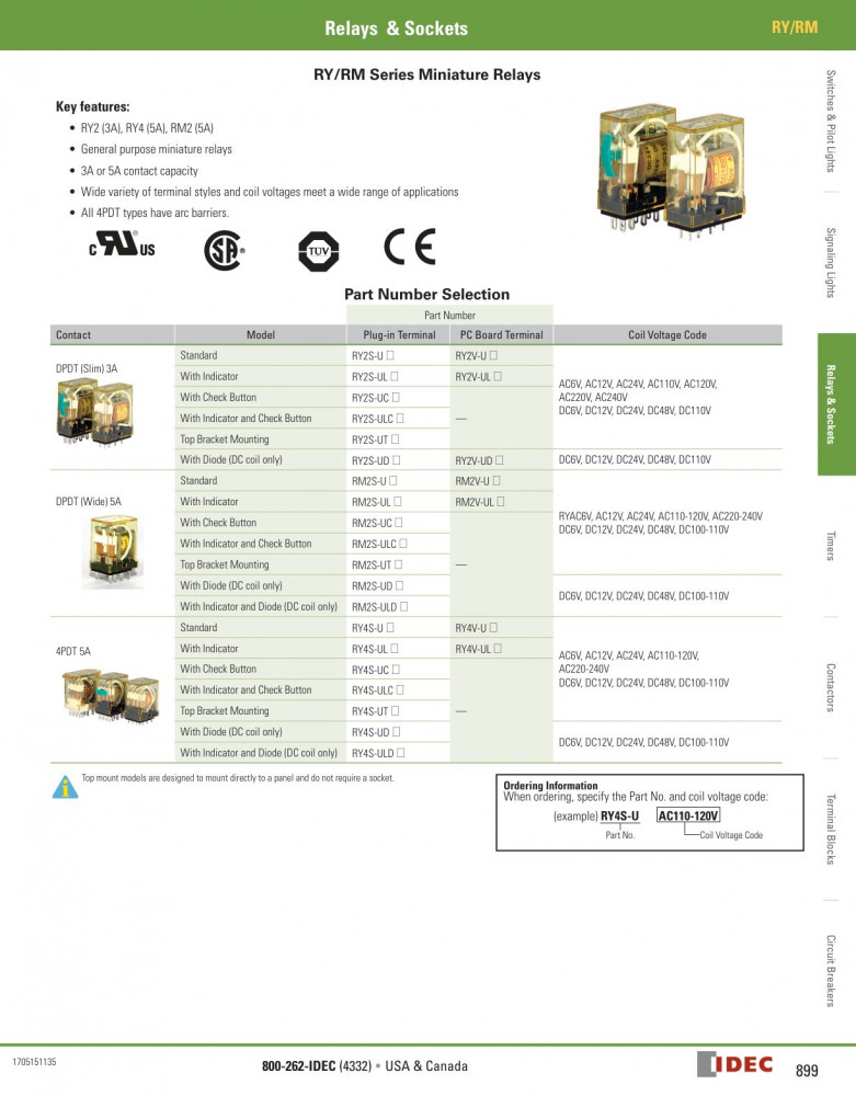 IDEC relay datasheet page 1