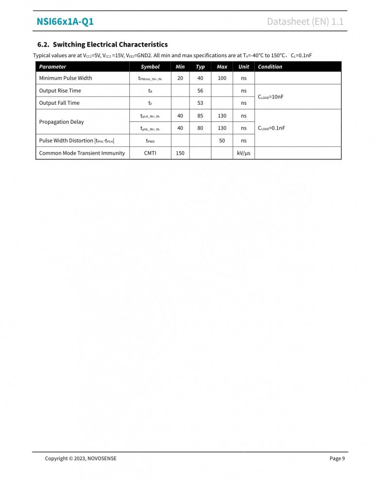 Datasheet page 9